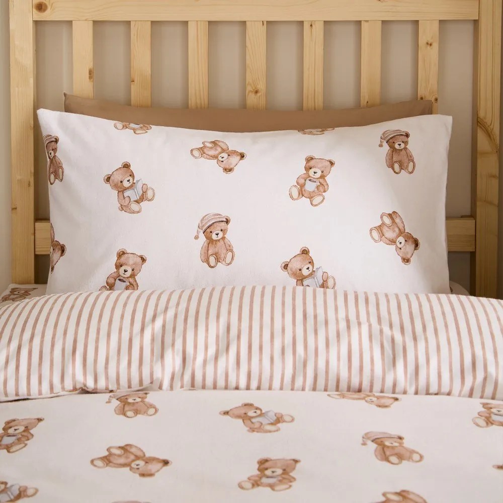 Krémové flanelové dětské povlečení na jednolůžko 120x150 cm Brushed Teddy Bear – Catherine Lansfield