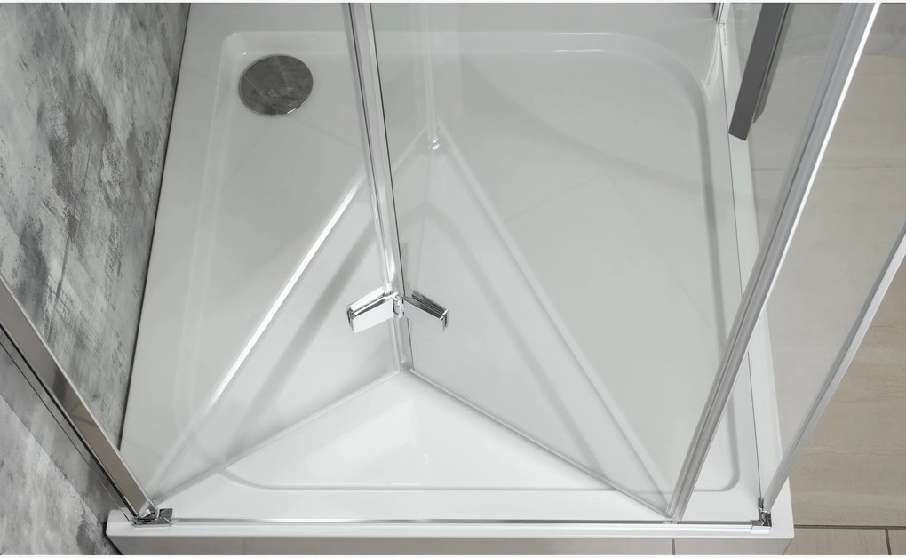 Novoterm Zalamovací otočné sprchové dveře NV-Style DR CHR 80, chrom/transparent - bez vaničky