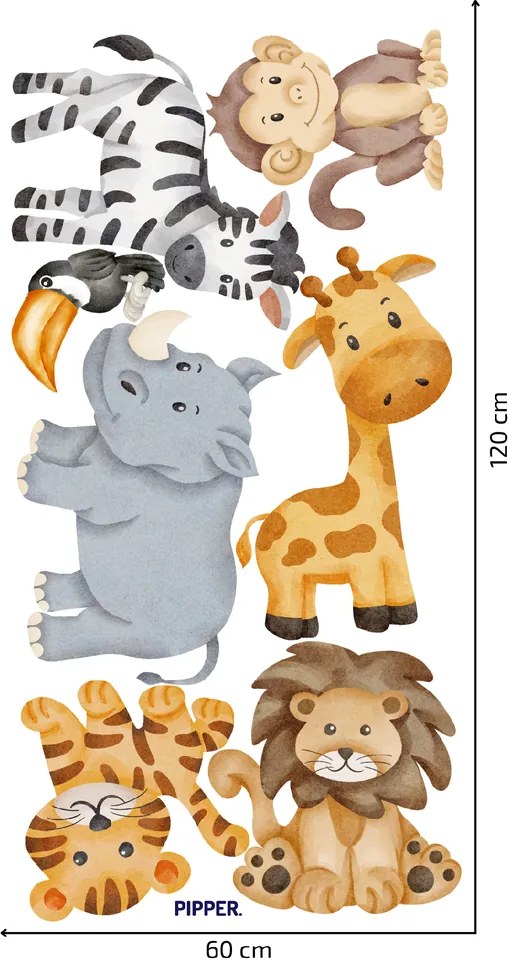 PIPPER. Textilní samolepka na zeď "Zvířátka ze ZOO"