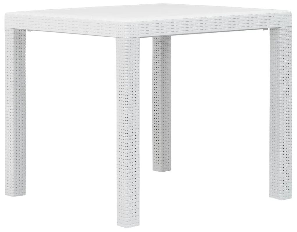 45601 vidaXL Zahradní stůl bílý 79 x 79 x 72 cm plastový ratanový vzhled