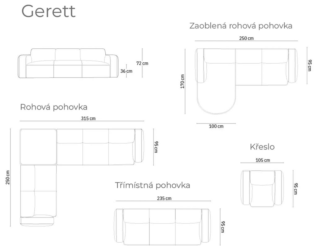 Dvoumístná pohovka gerett 170 cm samet šedá MUZZA