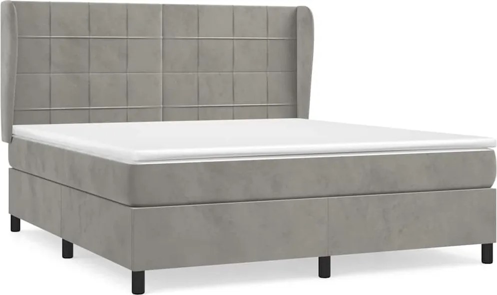 Box spring postel s matrací světle šedá 160x200 cm samet 3129219
