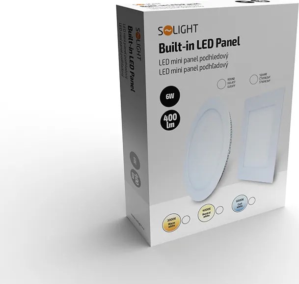 LED mini panel, podhledový, 6W, 400lm, 4000K, tenký, čtvercový, bílý