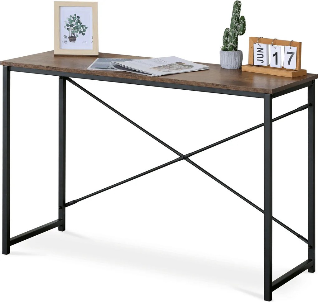 Pracovní stůl PRESTANO - old wood dekor / černé kovové nohy
