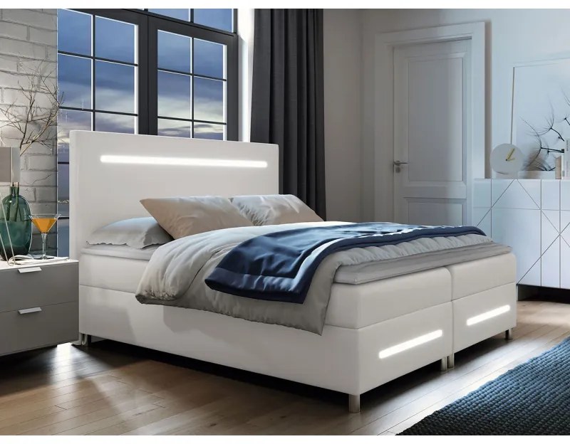 Kontinentální postel Trunida LED, Rozměr postele: 140x200, Barva:: ekokůže Soft 033