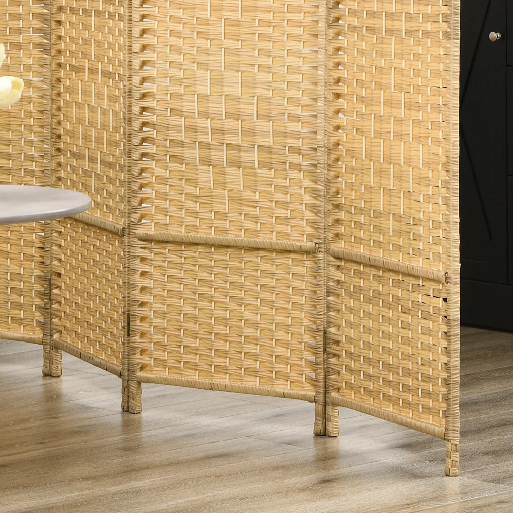 HOMCOM Skládací Paraván 4 Panely 180x180 cm - Ochranná Záclona pro Kancelář a Ložnici v Přírodním Stylu