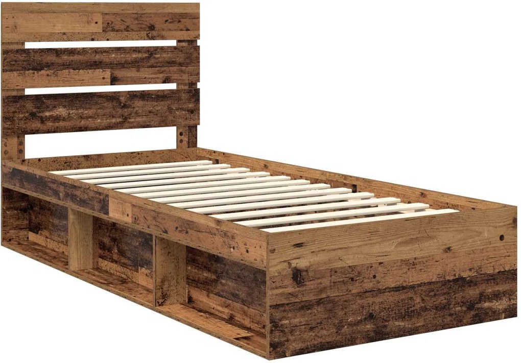 Rám postele s čelo Staré dřevo 90 x 200 cm Masivní borové dřevo 3411790