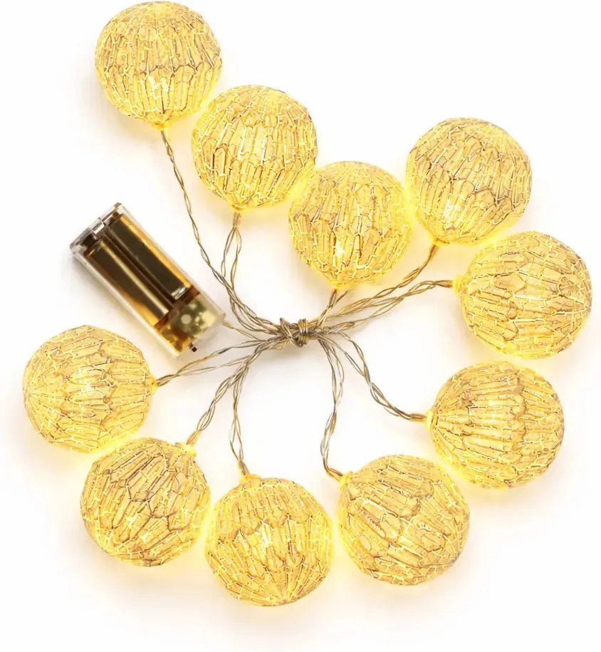 LED světýlka na baterie, lampiony, 1,8 m, teple bílá, 10 diod, čirý kabel, IP20 interiér, 2 × AA