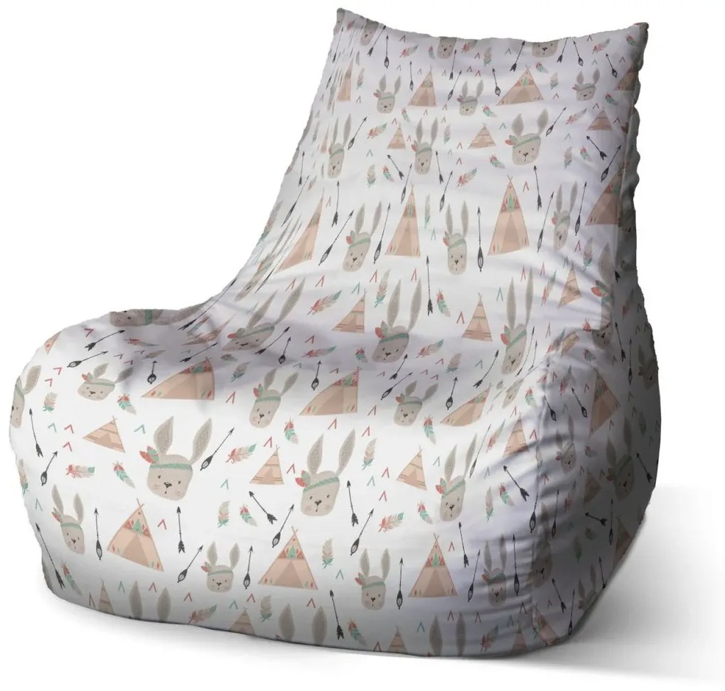 Sablio Sedací vak Bean Zajíci u stanu - 100 x 90 x 45 cm