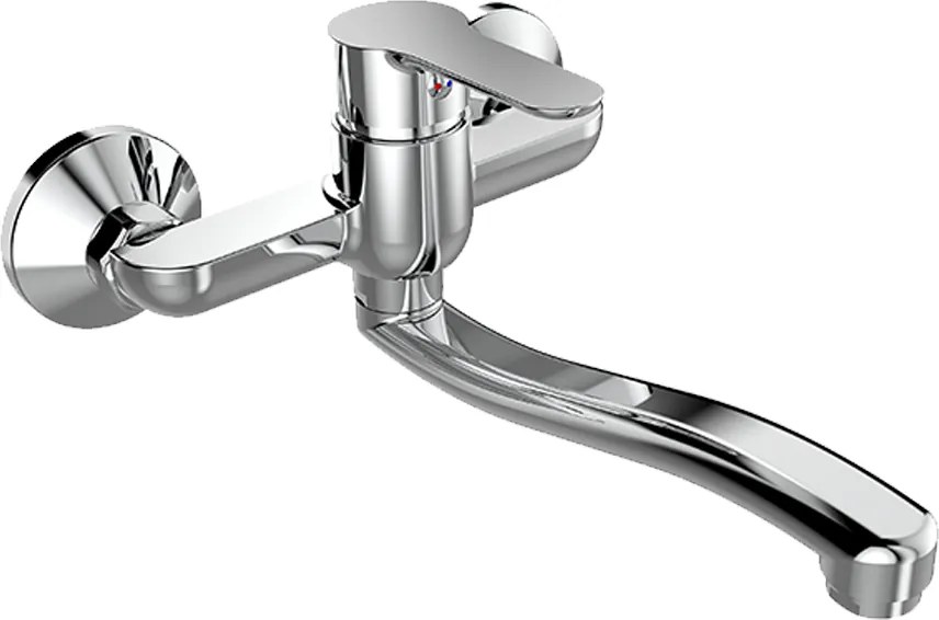 Mereo Mereo, Dřezová nástěnná baterie, Zuna s ramínkem plochým vyhnutým 210 mm, chrom, CB301Z