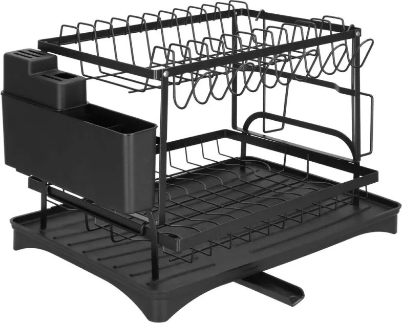Dvoupatrový odkapávač na nádobí 42x30 cm SPRINGOS KI0157 černý