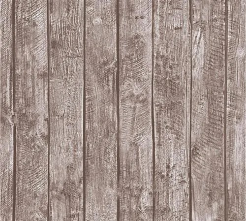 Dětské vliesové tapety na zeď Little Stars dřevěné desky hnědé