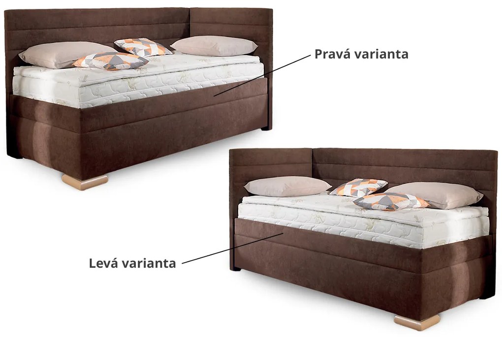 NEW DESIGN postele Rohová postel boxspring VENETO s úložným prostorem a čely, 80×200 cm Velikost postele: 80 × 200 cm, Strana: Pravá