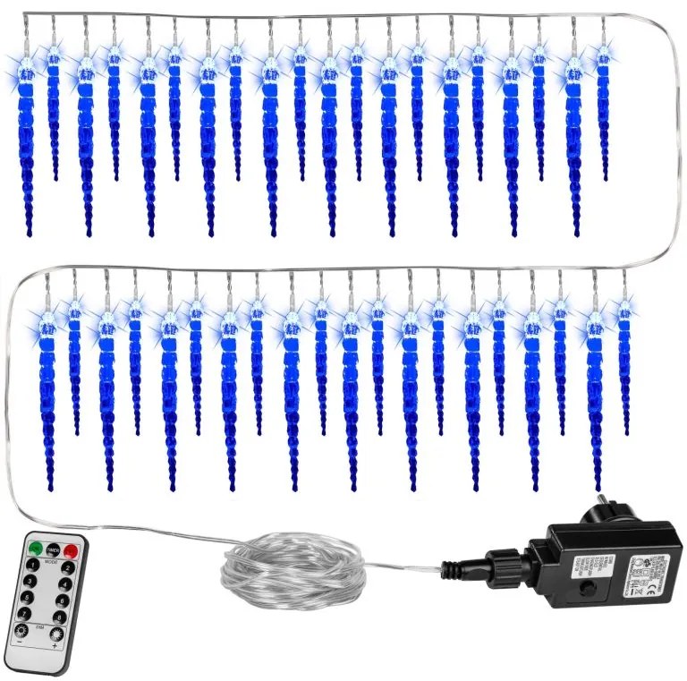 VOLTRONIC® 60008 Vánoční dekorativní osvětlení - rampouchy - 40 LED modrá + ovladač