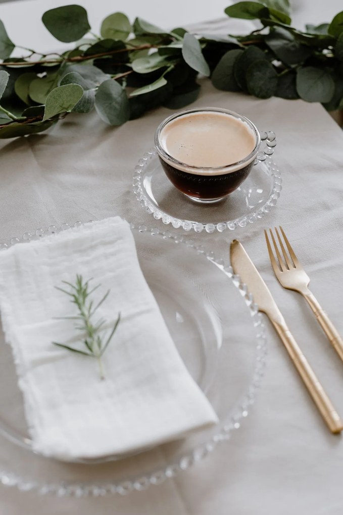 CÔTÉ TABLE Skleněný šálek s podšálkem Pearl, čirá barva, sklo