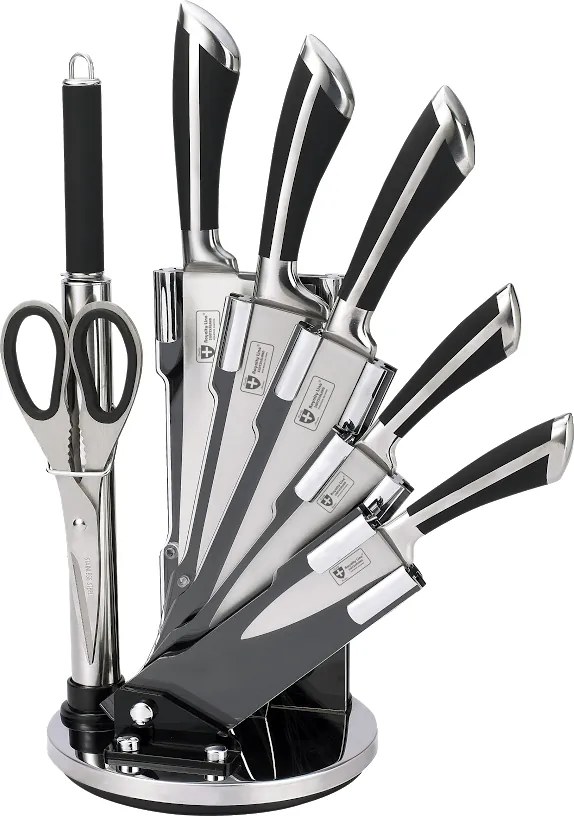 8 dílná sada ocelových nožů a nůžek + ocílka Royalty Line RL-KSS700