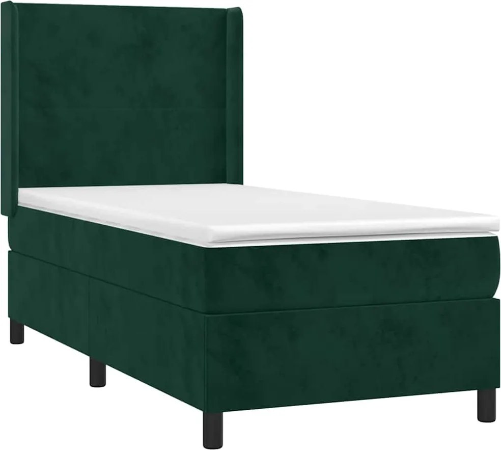 Box spring postel s matrací tmavě zelená 80 x 200 cm samet 3132528