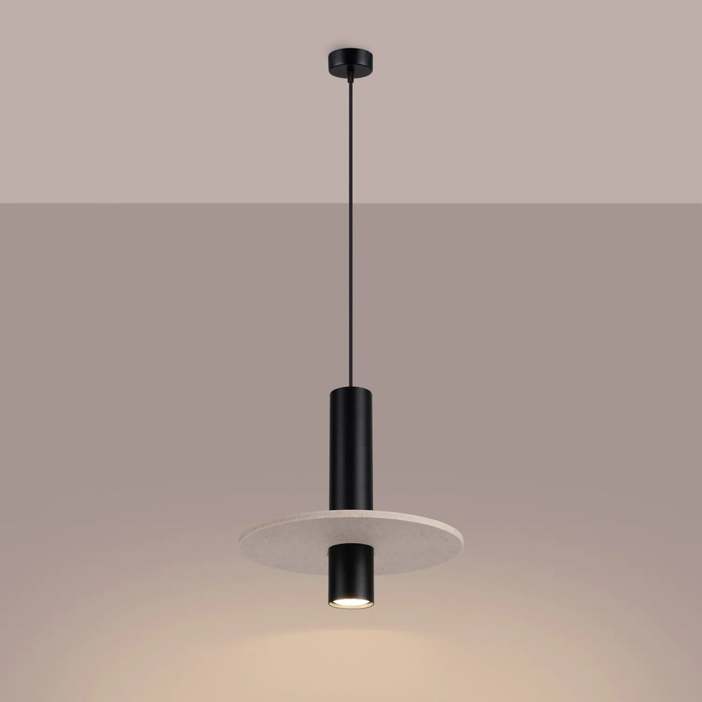 Sollux Lighting Závěsná lampa PELTA 1 černá/béžová