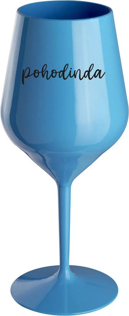 POHODINDA - modrá nerozbitná sklenice na víno 470 ml