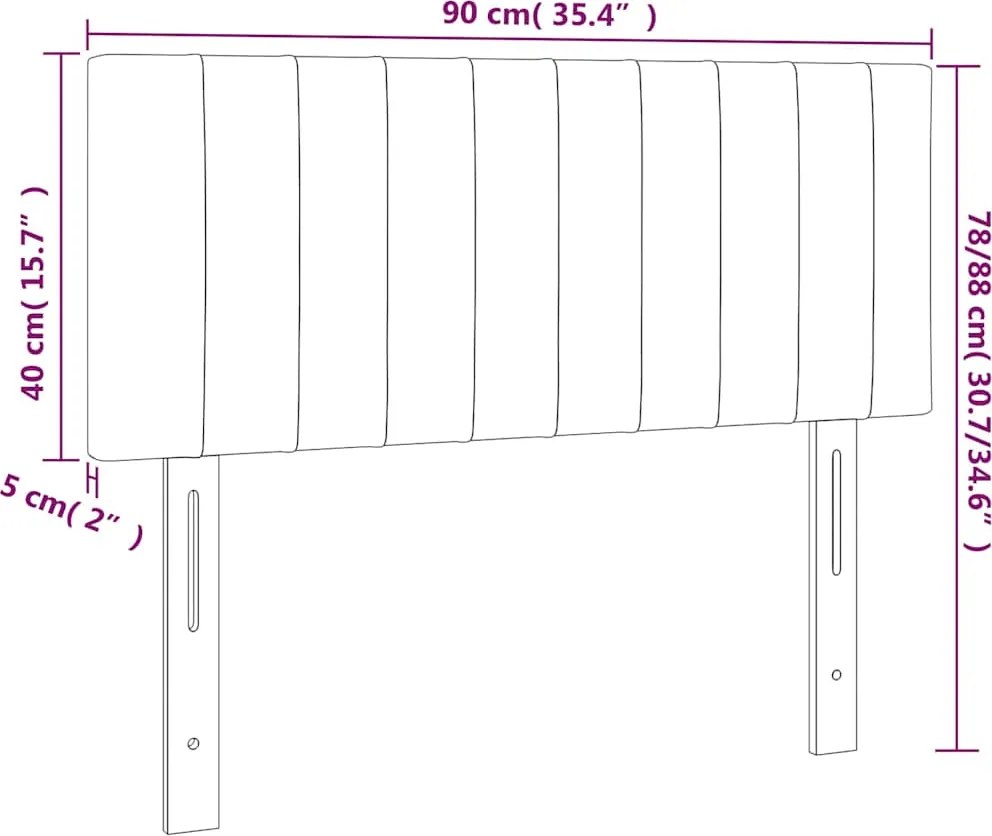 Čelo postele s LED světle šedé 90x5x78/88 cm samet 3121886