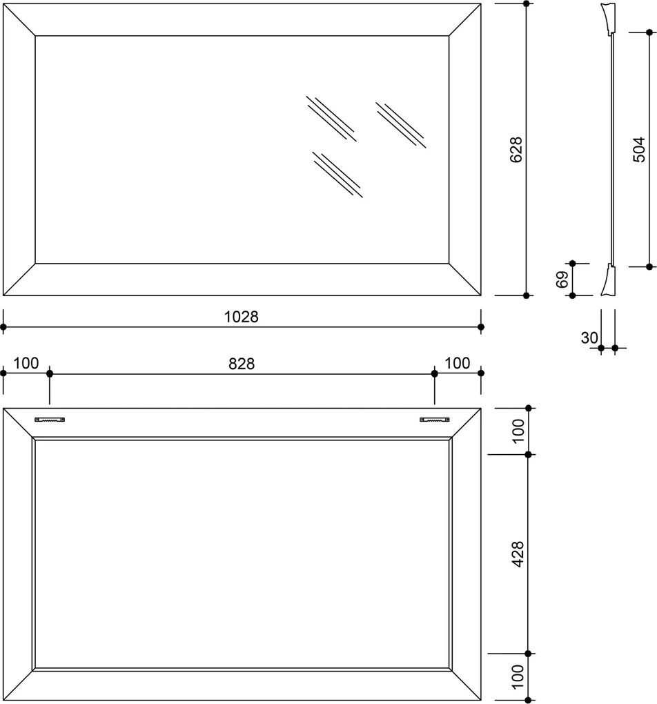 Sapho, CORONA zrcadlo v dřevěném rámu 628x1028mm, šampaň, NL721