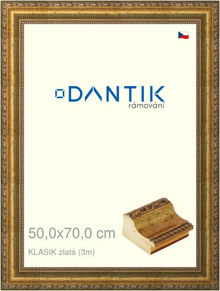 DANTIK rámeček 50x70 | KLASIK zlatá (Plexi Čiré)