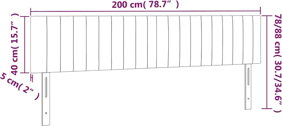 Čelo postele s LED taupe 200x5x78/88 cm textil 3121876