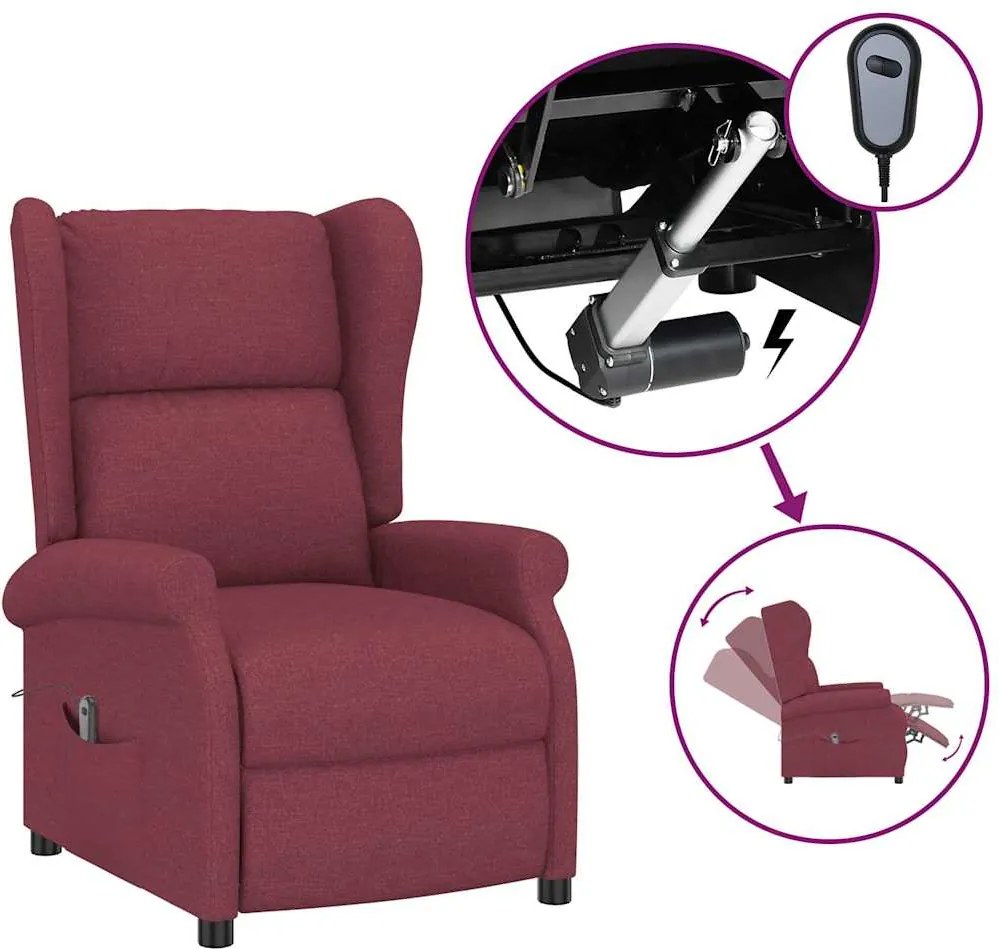 Elektrické polohovací křeslo ušák vínové textil 3098322