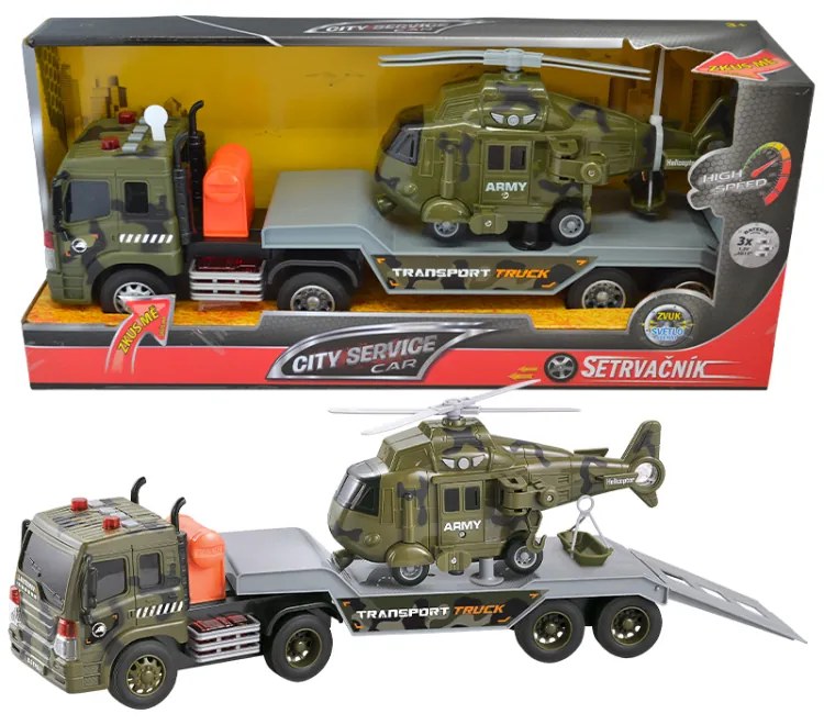CITY SERVICE CAR - 1:16 Tahač s návěsem a vrtulníkem 571G