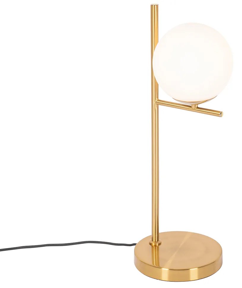 Stolní lampa Art Deco zlatá a opálové sklo - Flore Biano.cz