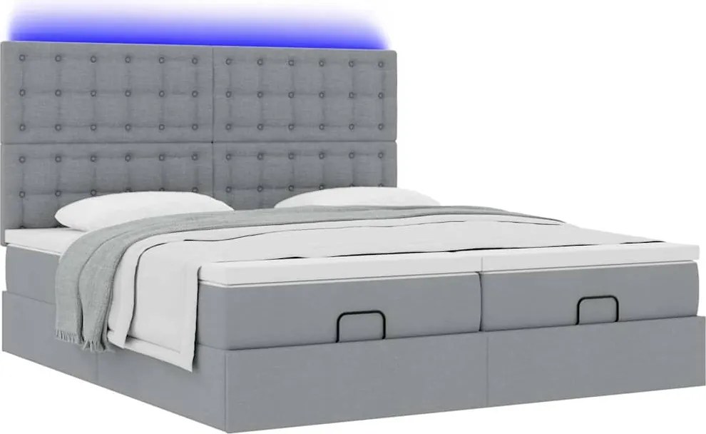 Osmanský rám postele s matrací světle šedý 200x200cm textil 3314590