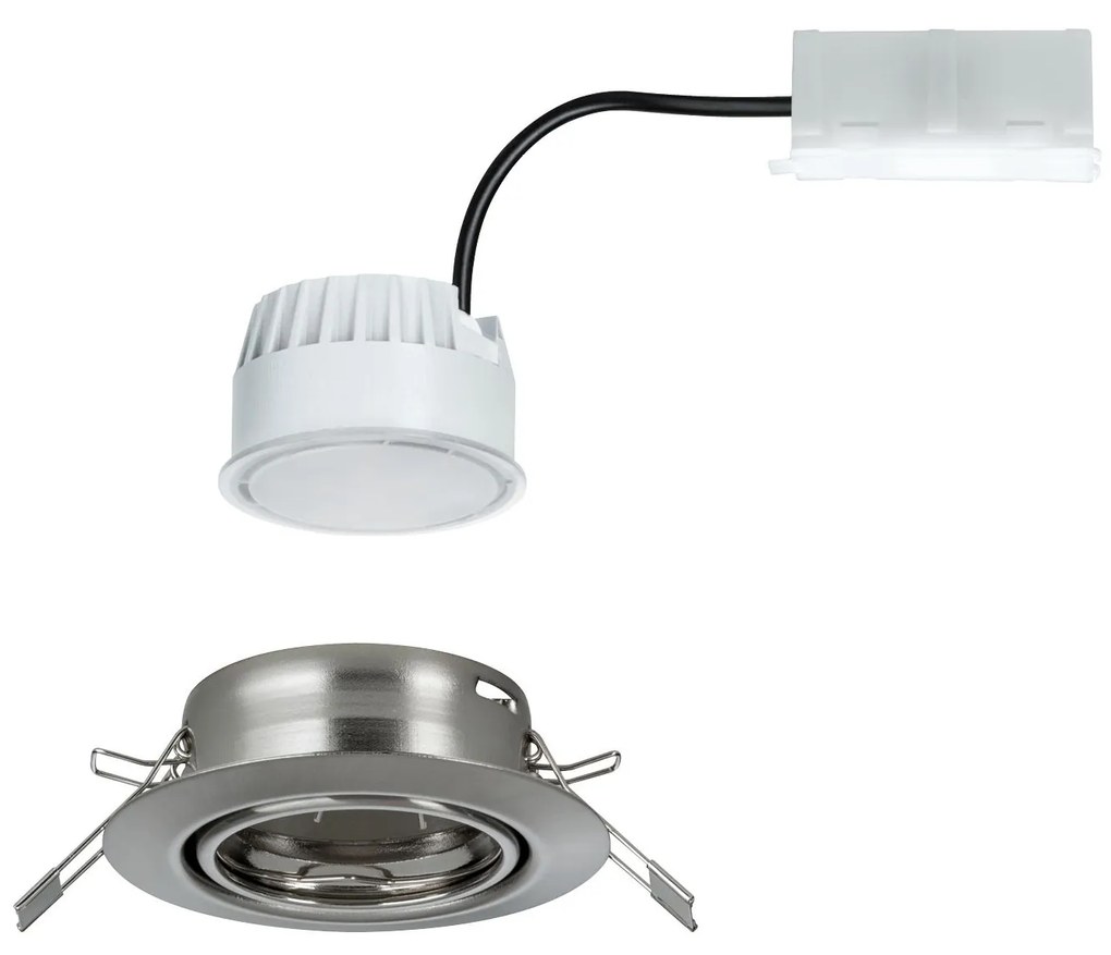 Paulmann 93414 LED base, kulatá bodovka z kartáčovaného hliníku, 1x6,5W LED 3000K, prům. 9cm