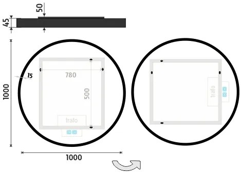 Nimco ČERNÉ LED zrcadlo pr. 1000 se dvěma dotykovými senzory - ZPC 31004RVX-90