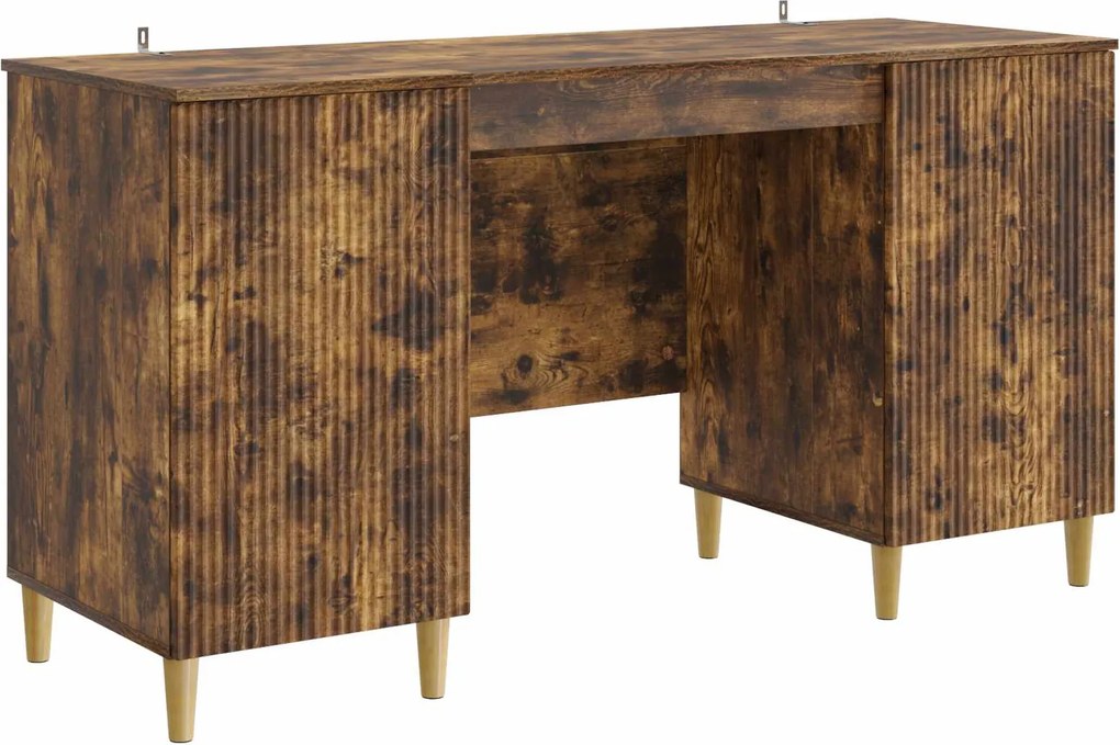Stůl s policí Kouřový dub 142,5 x 50 x 75 cm Kompozitní dřevo 3414599