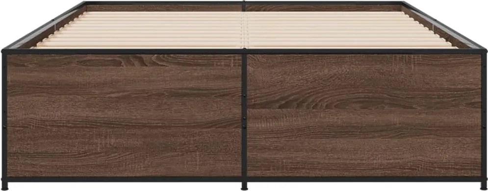 Rám postele hnědý dub 120 x 200 cm kompozitní dřevo a kov 3279896