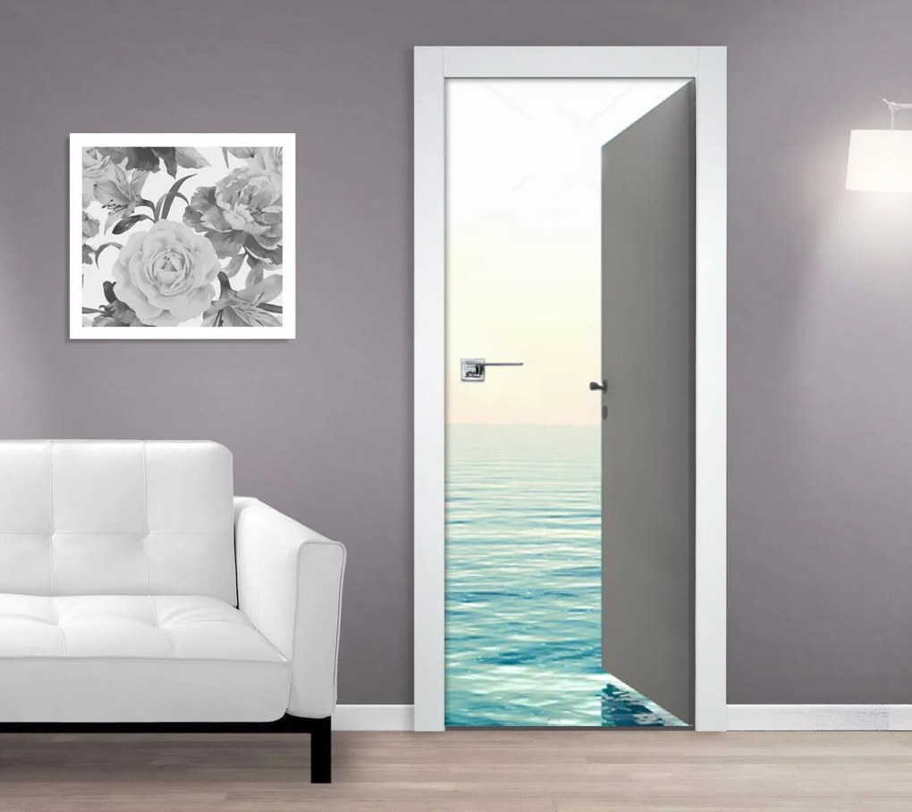 Samolepící fototapeta na dveře 95x210cm - otevřené dveře - voda