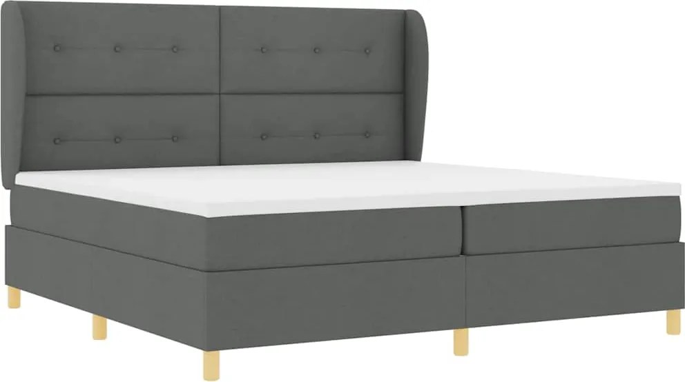 Postel s boxspringem s čelo Tmavě šedá 200 x 200 cm textil 3340775