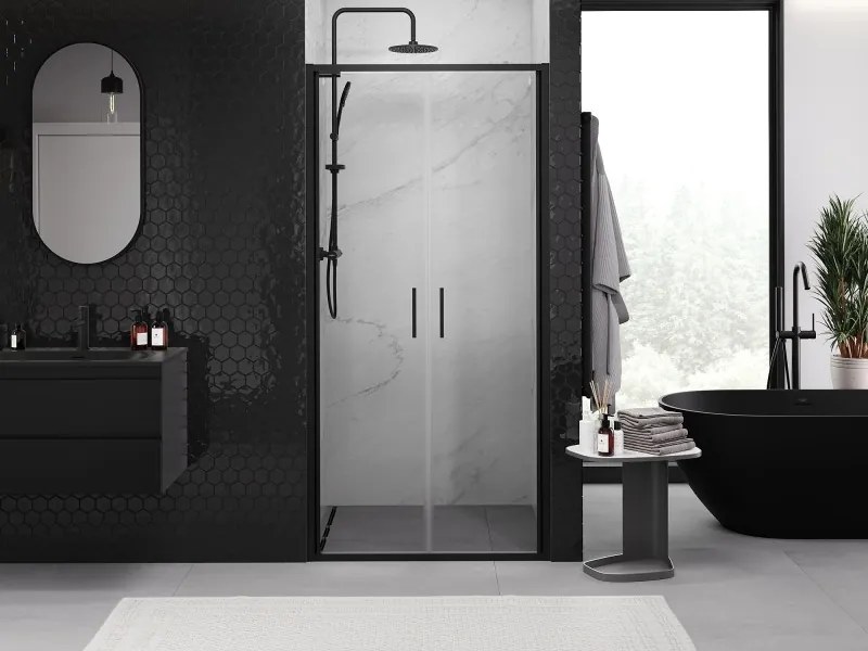 Mexen Exo dveře sprchové dvoukřídlé 80 cm, transparentní, černé - 814-080-000-70-00