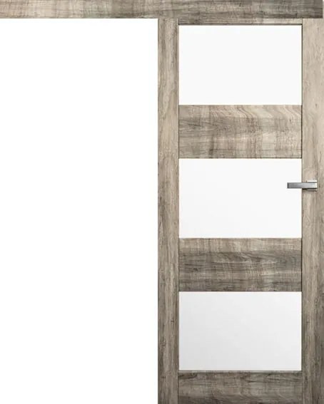 posuvné interiérové dveře na stěnu vasco doors TEO model 5 Průchozí rozměr: 70 x 197 cm, Orientace dveří: Levé dveře, Dekor: Dub Aljaška