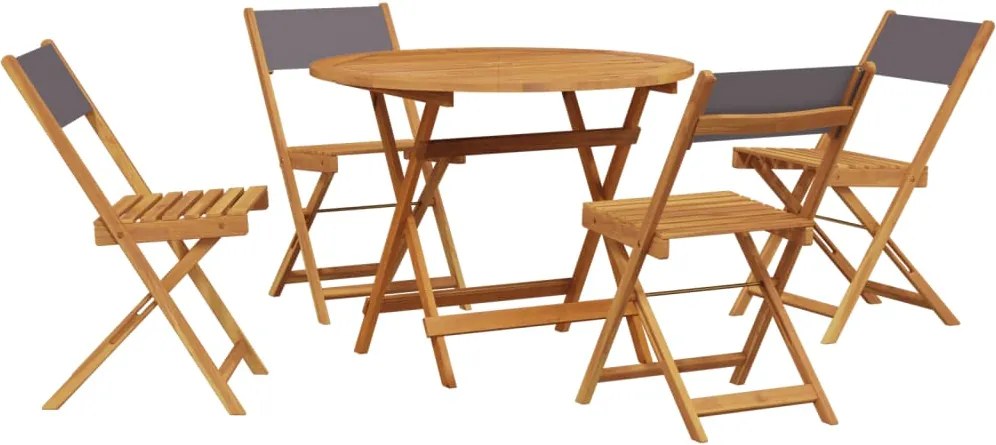 5dílný zahradní jídelní set antracitový textil a masivní dřevo 3281773