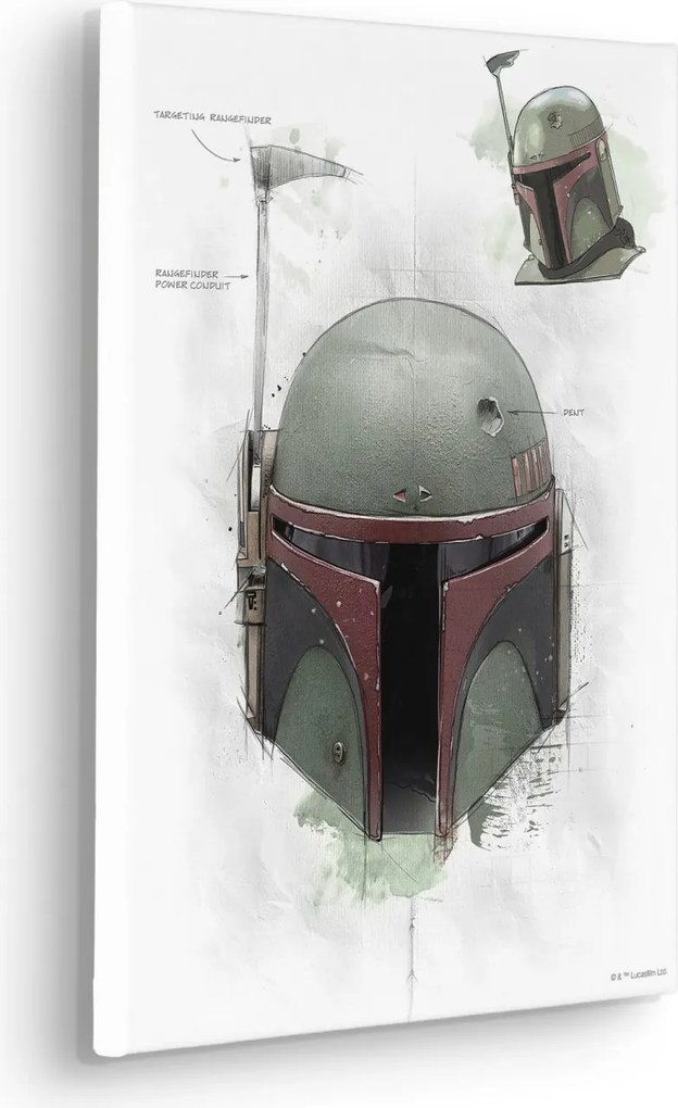 Komar Nástěnný obraz na rámu Star Wars Boba Fett Helmet Sketch 30 x 40 cm