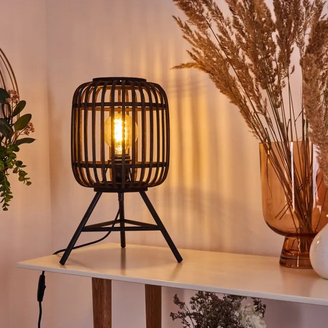 Brilliant 93775/76 Stolní lampa WOODROW tmavý ratan