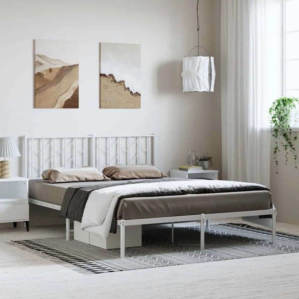 Kovový rám postele s čelem černý 75 x 190 cm