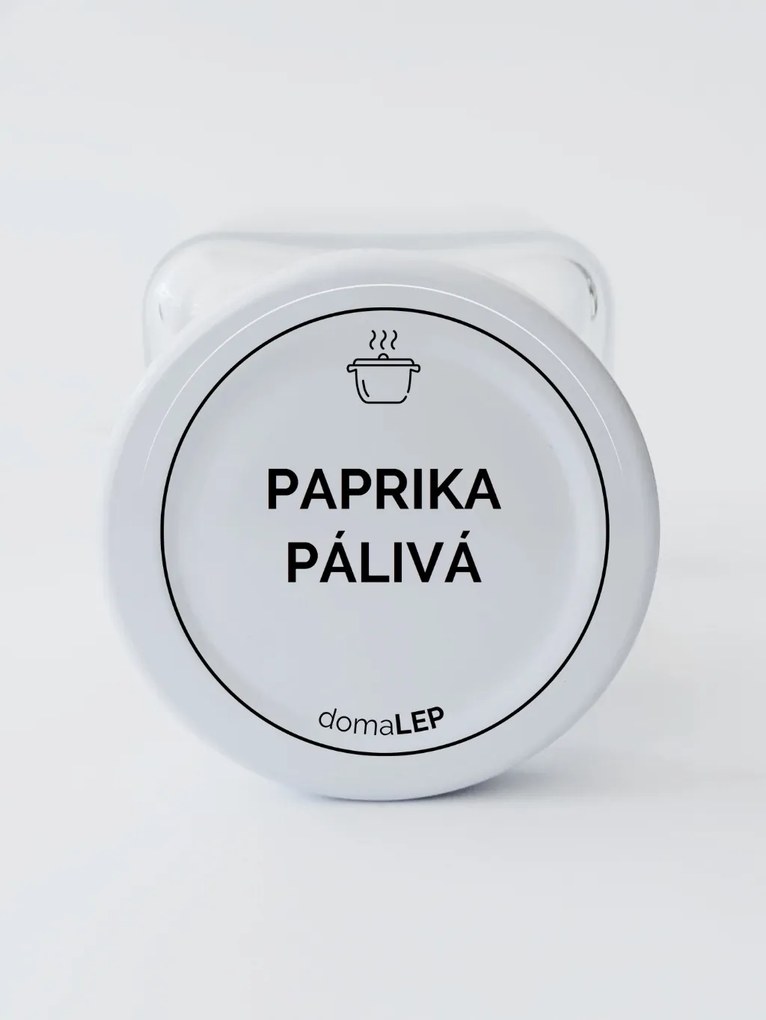 Samolepka na kořenky PAPRIKA PÁLIVÁ průhledná 5 cm tučné písmo