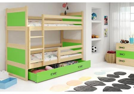 Dětská patrová postel RICO 190x80 cm Zelená Bílá