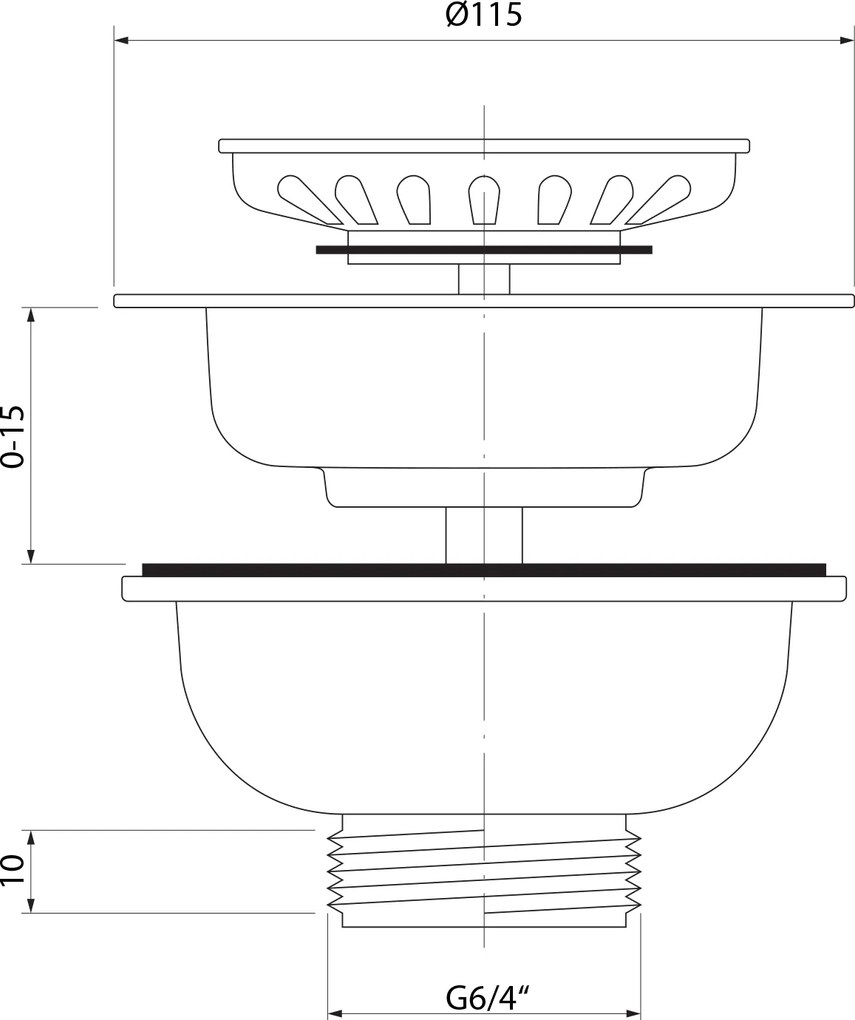 Bruckner dřezová výpust 6/4 nerez 155.121.0 Koupelny Bernold