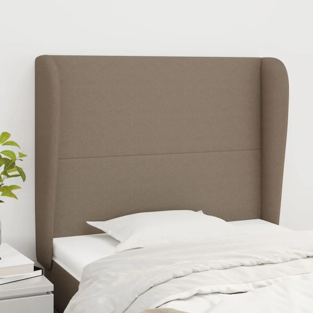 Čelo postele typu ušák taupe 103x23x118/128 cm textil