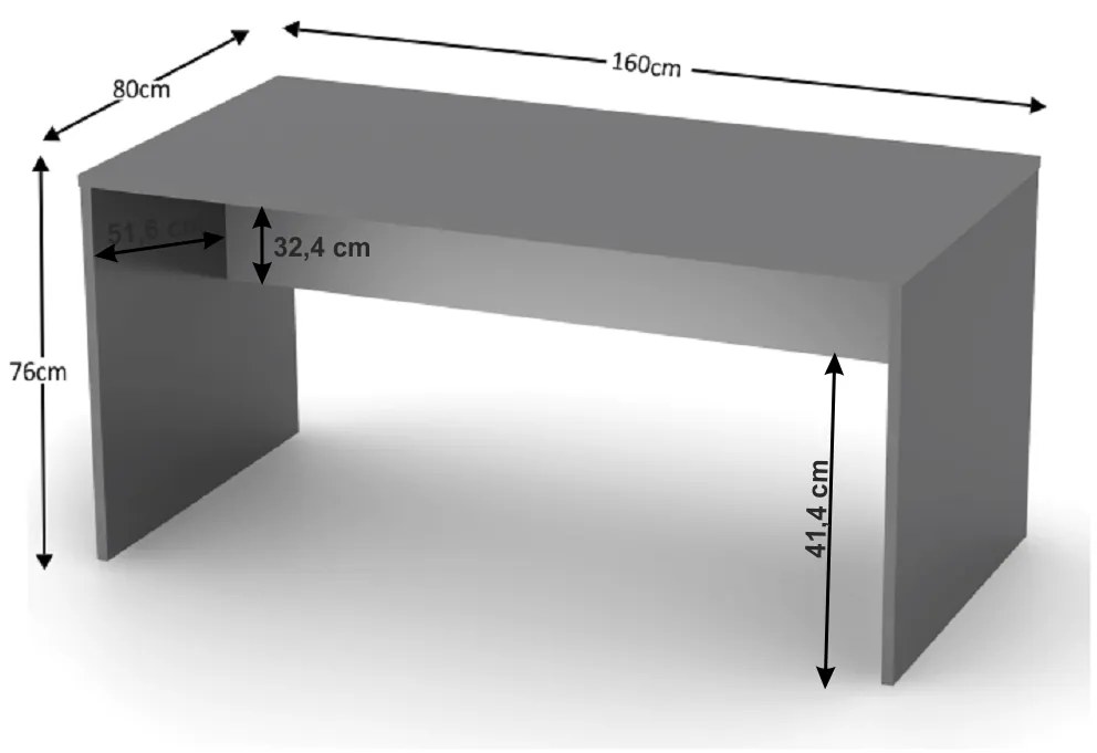 Kondela Psací stůl, grafit / bílá, RIOMA NEW TYP 16