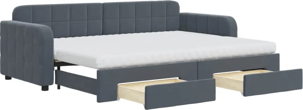 Válenda s přistýlkou a zásuvkami tmavě šedá 80 x 200 cm samet 3196995
