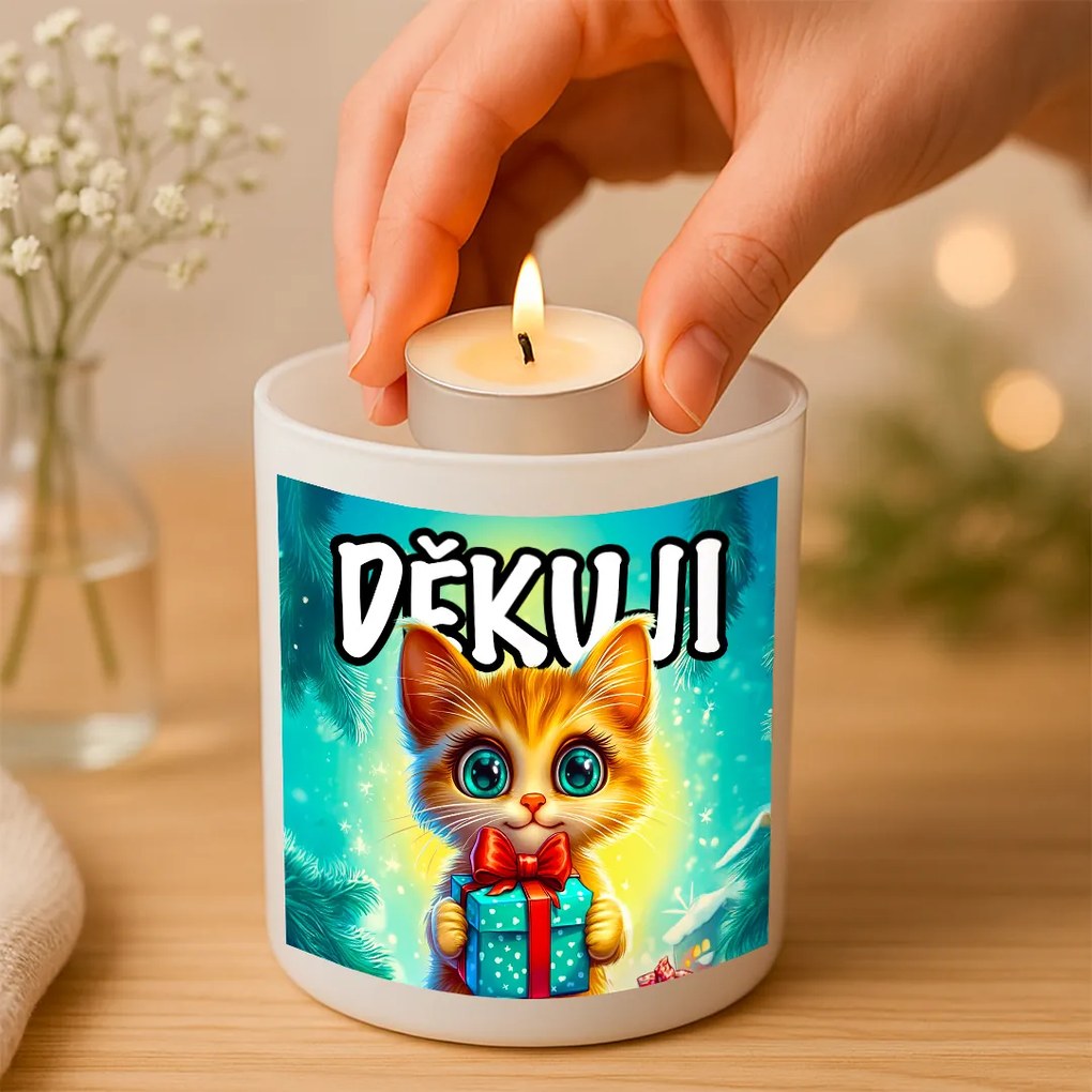 Ahome CZ Originální skleněný svícen Děkuji